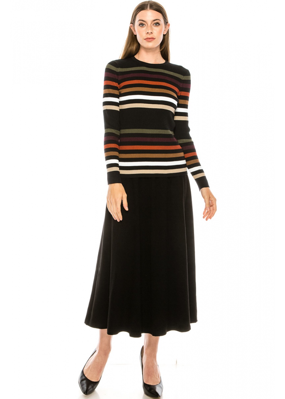 Multi Colored Striped Sweater Modest Women Clothing Yal New York